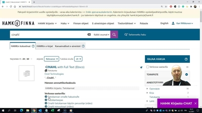 Cinahlin käytön ohjevideo - HAMK Kaltura
